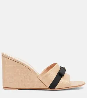 GIANVITO ROSSI Minou Raffia Wedge Mules