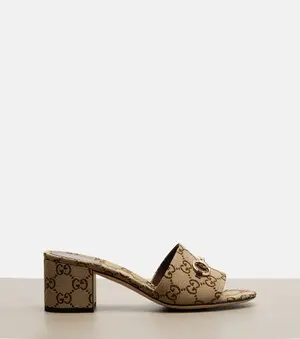 Gucci Horsebit Gg Canvas Mules