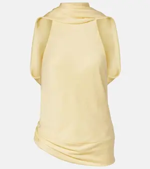 Simkhai Samira Caped Satin Top - Yellow