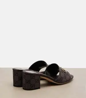 Gucci Horsebit Gg Canvas Mules