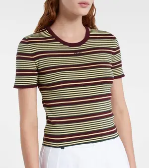 Prada Striped Cotton-blend T-shirt