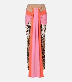Roberto Cavalli Leopard-print Asymmetric Maxi Skirt - Multicoloured