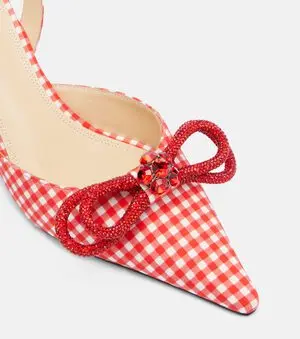 Mach & Mach Double Bow Gingham Slingback Pumps