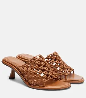 SOULIERS MARTINEZ Mariza 60 Leather Mules - Brown