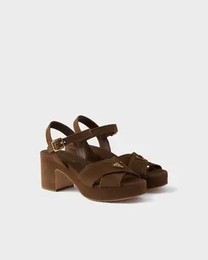 Prada Suede Platform Sandals - Cocoabrown