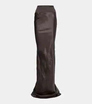 Rick Owens Satin Maxi Skirt - Brown