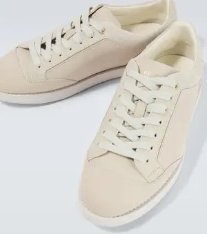 Brunello Cucinelli Suede-trimmed Leather Sneakers - Beige