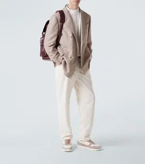 Brunello Cucinelli Suede-trimmed Leather Sneakers - Neutrals