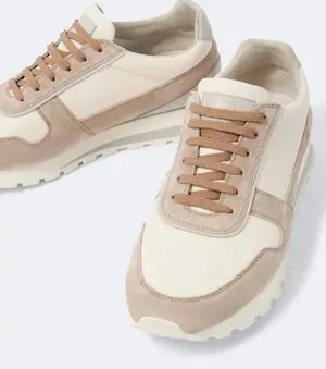 Brunello Cucinelli Suede-trimmed Leather Sneakers - Neutrals