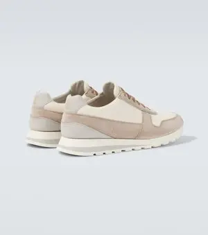 Brunello Cucinelli Suede-trimmed Leather Sneakers - Neutrals