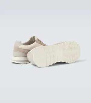 Brunello Cucinelli Suede-trimmed Leather Sneakers - Neutrals