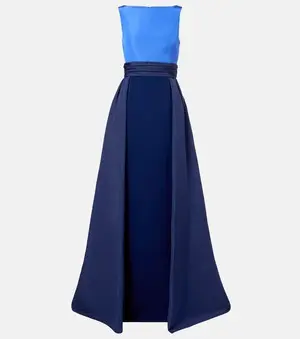 Carolina Herrera Colorblocked Silk Faille Gown - Blue