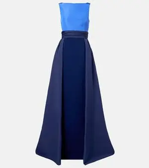 Carolina Herrera Colorblocked Silk Faille Gown - Blue