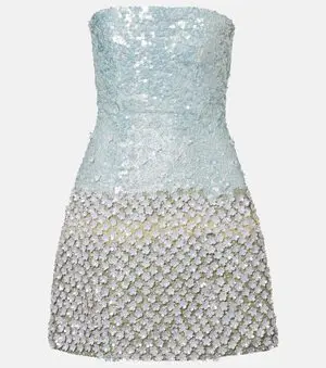 LA FUORI Floral Sequined Mini Dress - Blue