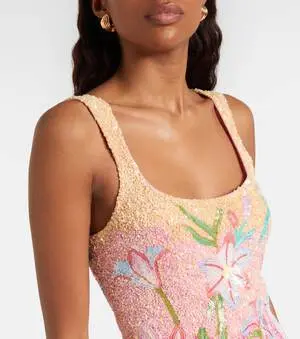 LA FUORI Là Fuori Floral Sequined Minidress - Multicoloured