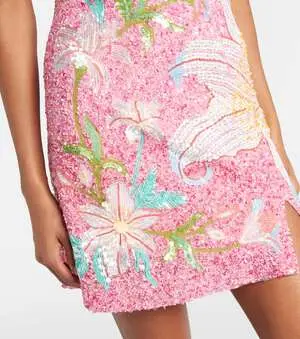 LA FUORI Là Fuori Floral Sequined Minidress - Multicoloured