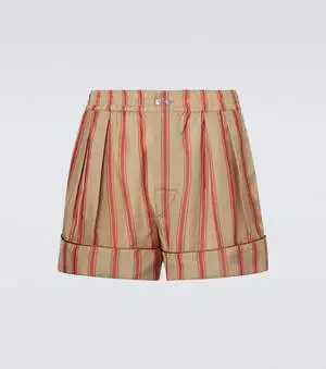 Saint Laurent Striped Twill Shorts - Beige