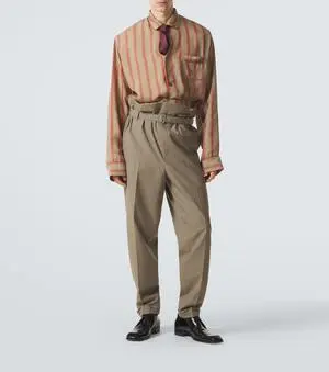 Saint Laurent Striped Twill Shorts - Beige