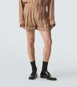 Saint Laurent Striped Twill Shorts - Beige