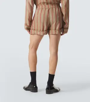 Saint Laurent Striped Twill Shorts - Beige