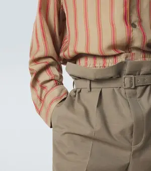 Saint Laurent Striped Twill Shorts - Beige