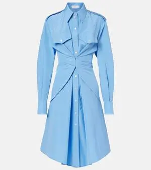 Alexander McQueen Cotton-blend Taffeta Shirt Dress - Blue