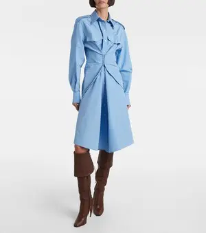 Alexander McQueen Cotton-blend Taffeta Shirt Dress - Blue