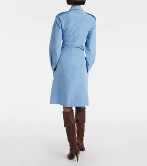 Alexander McQueen Cotton-blend Taffeta Shirt Dress - Blue