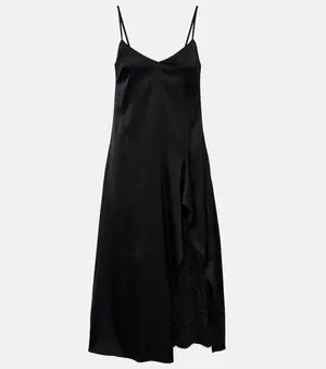 Acne Studios Lace-trimmed Satin Slip Dress - Black
