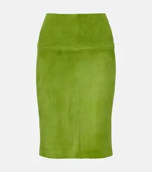 Stouls Gin Suede Midi Skirt - Green