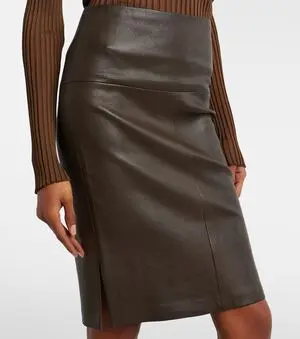 Stouls Gin Leather Midi Skirt