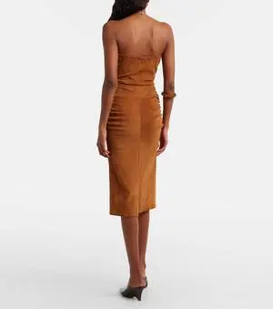 Stouls Salma Ruched Suede Midi Dress