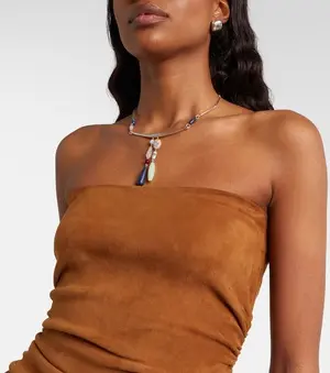 Stouls Salma Ruched Suede Midi Dress