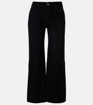 Stouls Lilou Cropped Wide-leg Suede Pants - Black