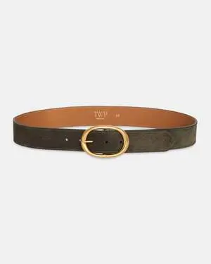 TWP Wide Belt In Suede - Military