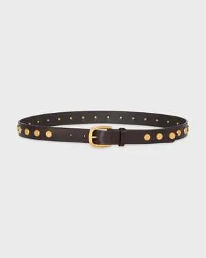 TWP Narrow Nailhead Leather Belt - Dakota