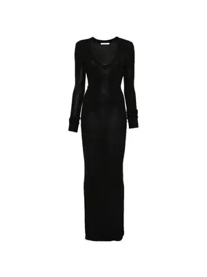 ENTIRE STUDIOS Long Sleeve V Neck Midi - Black