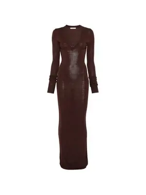 ENTIRE STUDIOS Long Sleeve V Neck Midi Dress