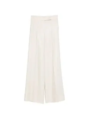Max Mara Badesse" Linen High Waisted Long Trousers - Beige