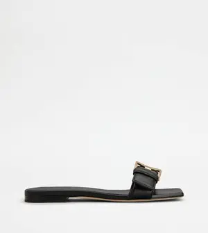 TOD'S Nappa Leather Sandals With Metal Buckle - Black
