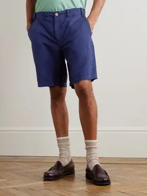 Polo Ralph Lauren Straight-leg Cotton And Linen-blend Shorts - Blue