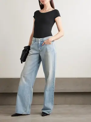 SLVRLAKE Mica Relaxed Low-rise Wide-leg Jeans - Blue