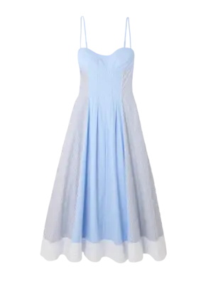 Simkhai Chamberlain Paneled Striped Cotton-poplin Midi Dress - Blue