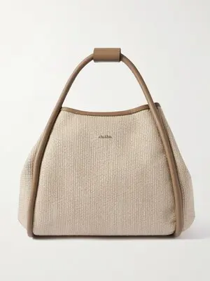 Max Mara Marine Leather-trimmed Faux Raffia Tote - Neutrals