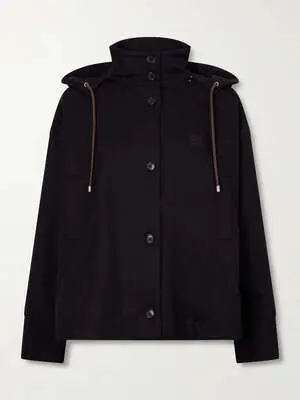 Loewe Hooded Cotton And Silk-blend Canvas Jacket - Black