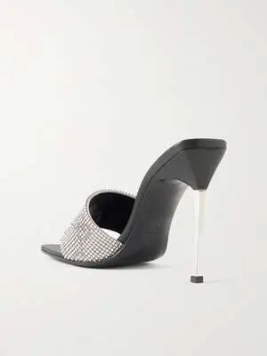 Gucci Trinity Crystal-embellished Mesh Mules - Light Gray
