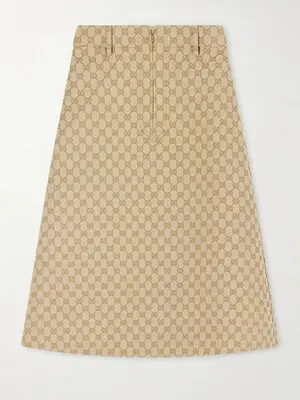 Gucci Canvas-jacquard Skirt - Neutrals