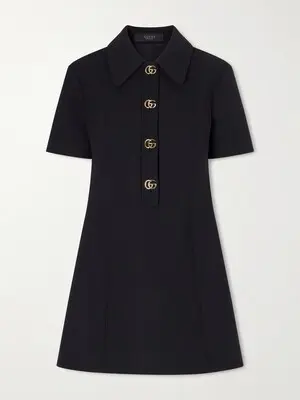 Gucci Wool-crepe Mini Dress With Gg Hardware