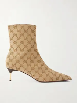 Gucci Canvas-jacquard Ankle Boots - Neutrals