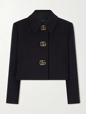Gucci Cropped Wool-crepe Jacket - Black